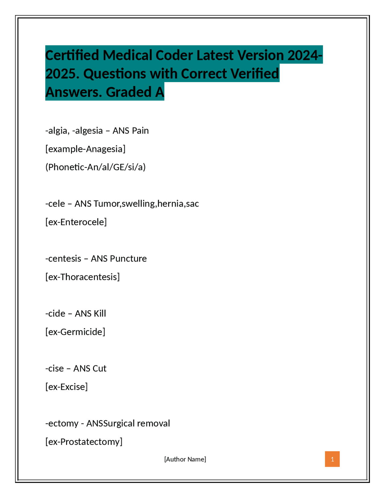 Medical Terminology: Prefixes, Suffixes, and Roots for Medical Coding ...