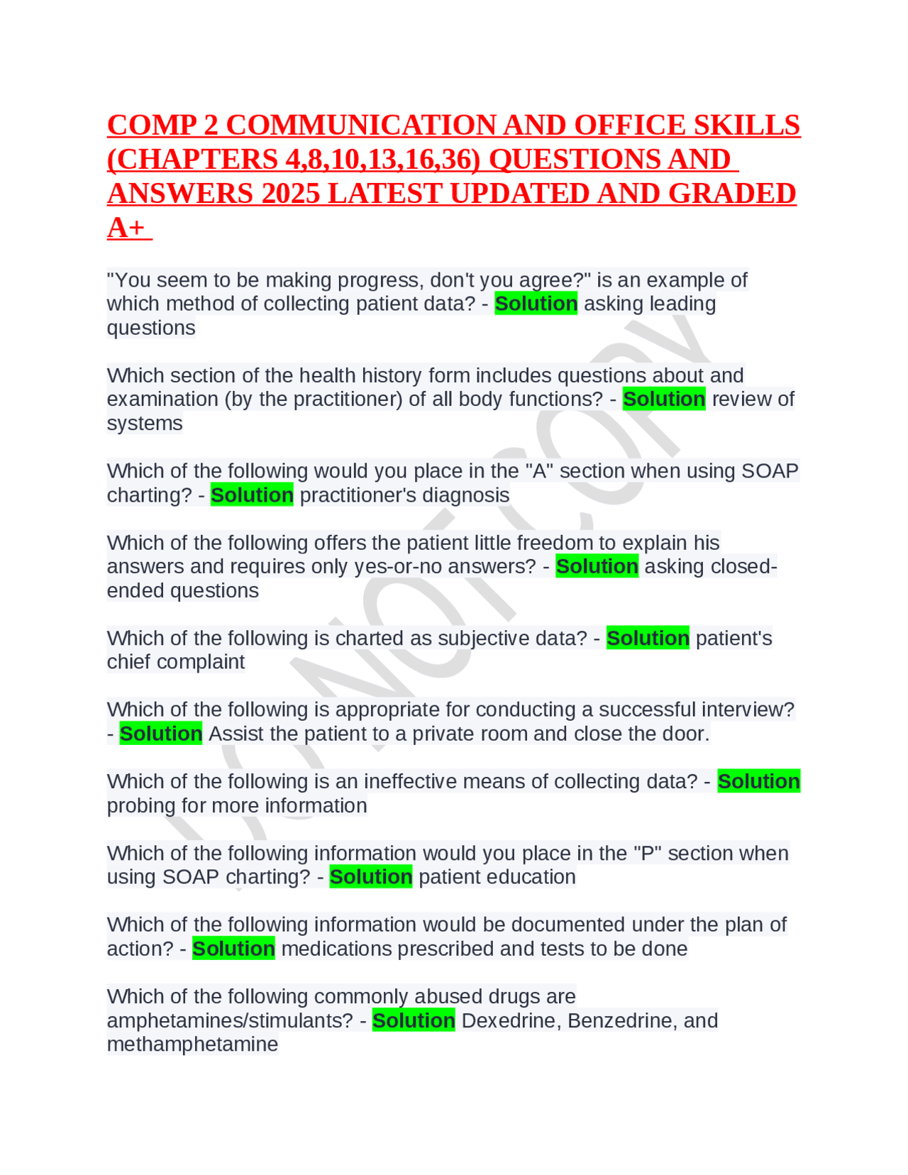 Communication and Office Skills: Questions and Answers (Chapters 4, 8, 10, 13, 16, 36) | Exams ...