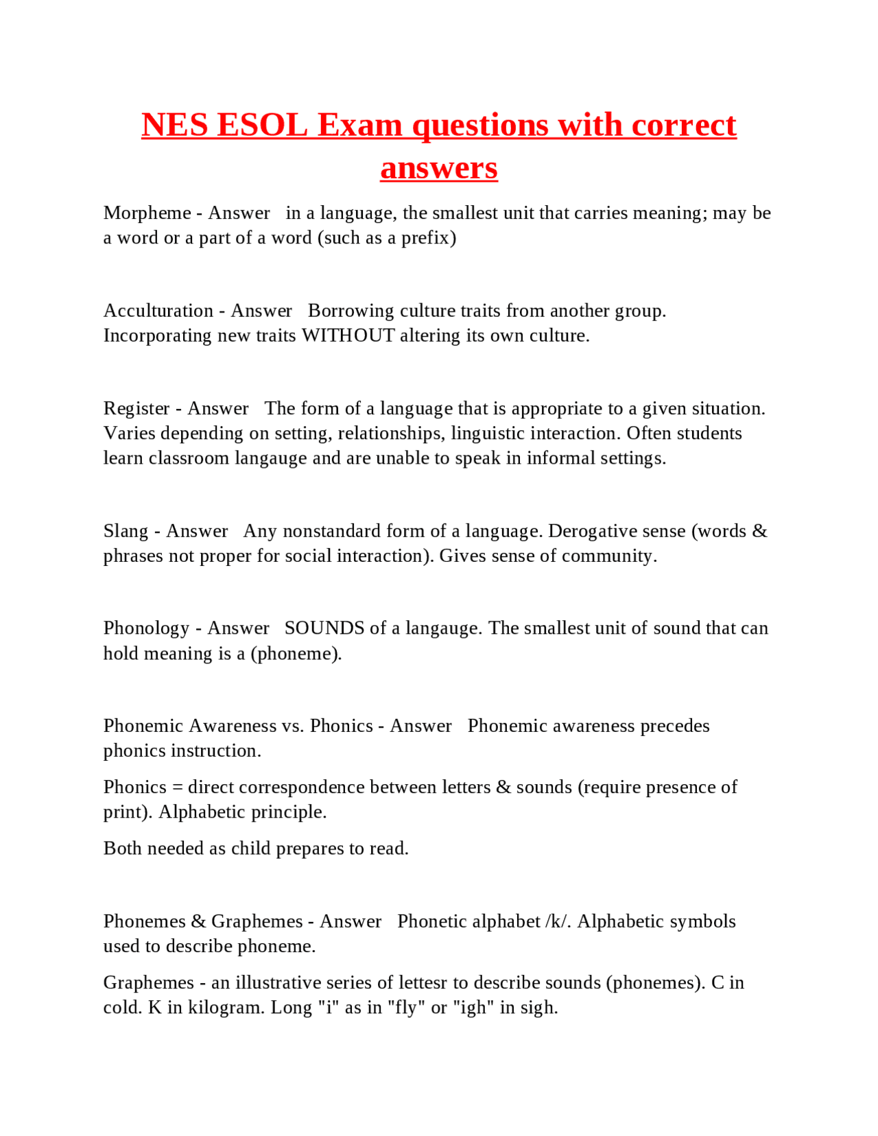 NES ESOL Exam: Language Acquisition & Teaching Guide | Exams Advanced ...