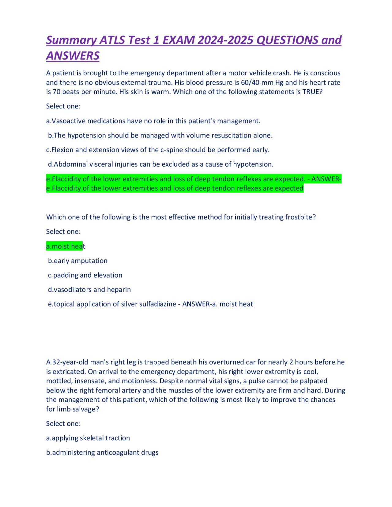 Summary ATLS Test 1 EXAM 2024-2025 QUESTIONS and ANSWERS.pdf | Exams ...