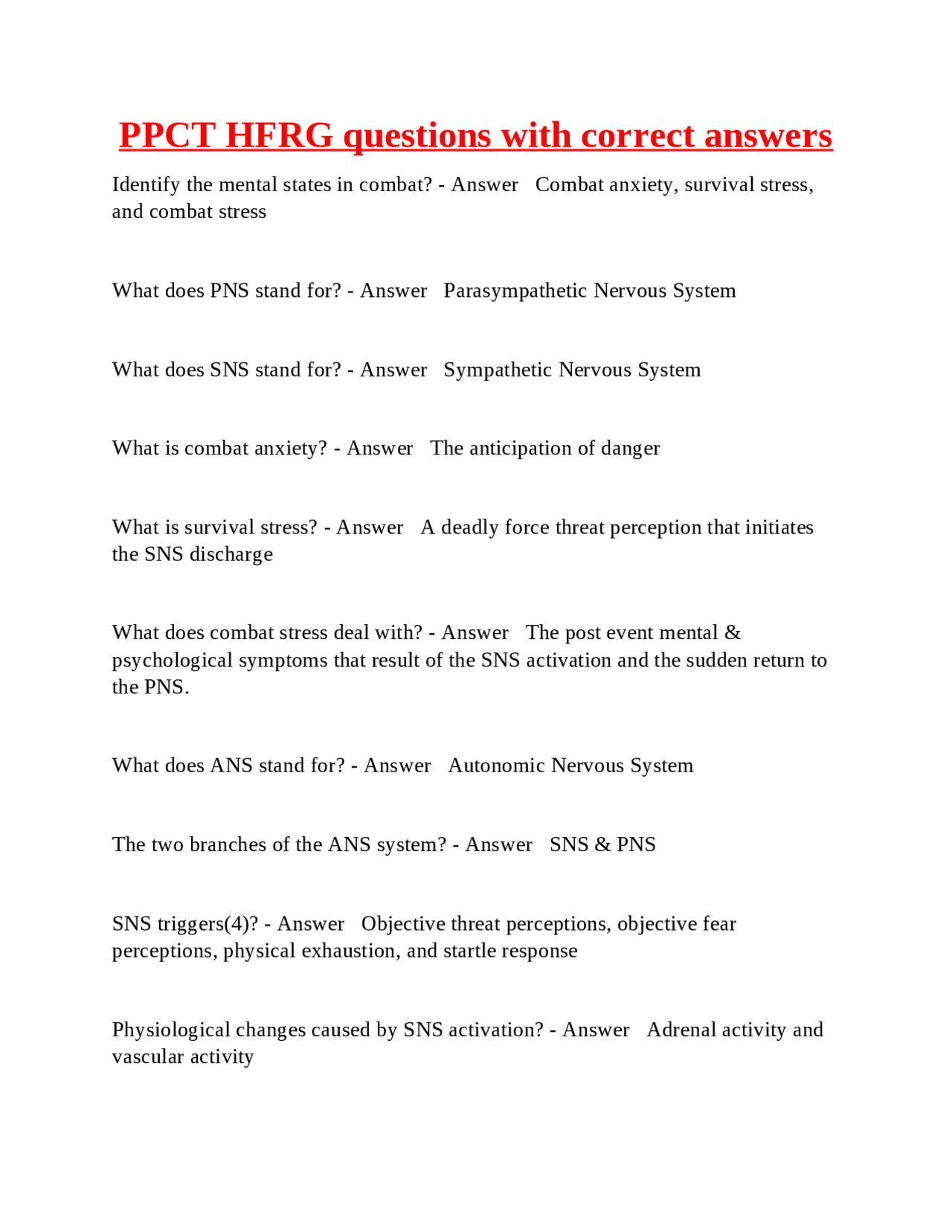 PPCT HFRG: Combat Stress and Control Techniques | Exams Advanced ...