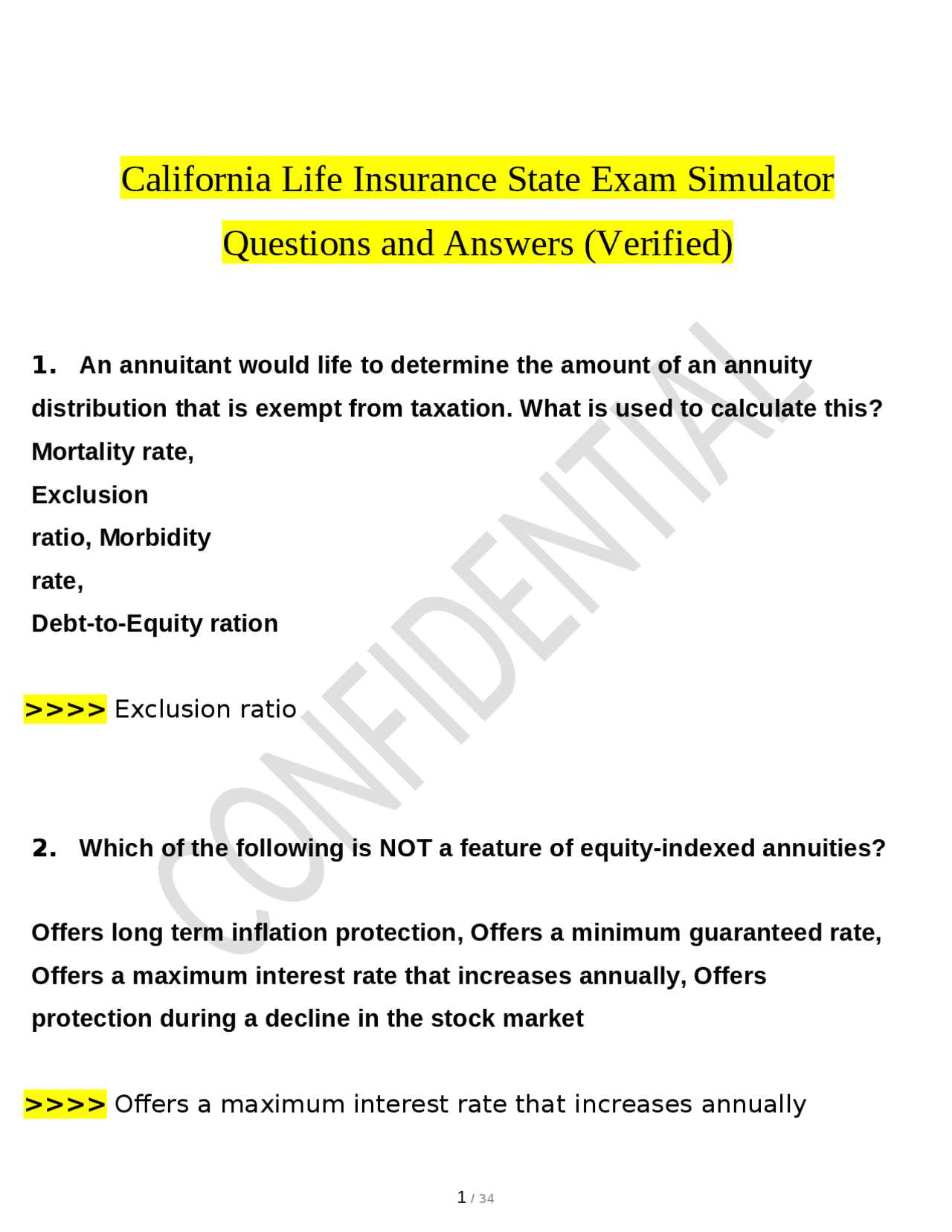 California Life Insurance State Exam Simulator: Questions and Answers ...