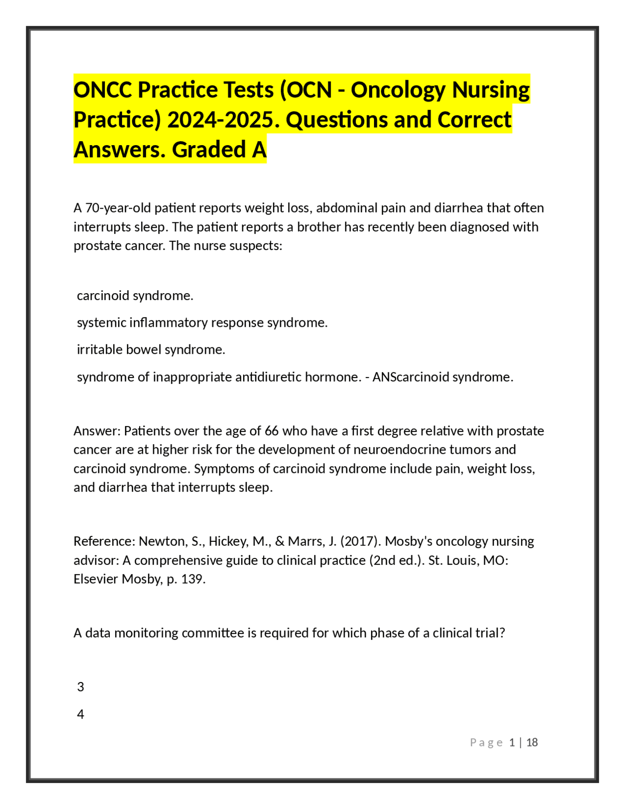 ONCC Practice Tests (OCN): 2024-2025 Questions & Answers | Exams ...