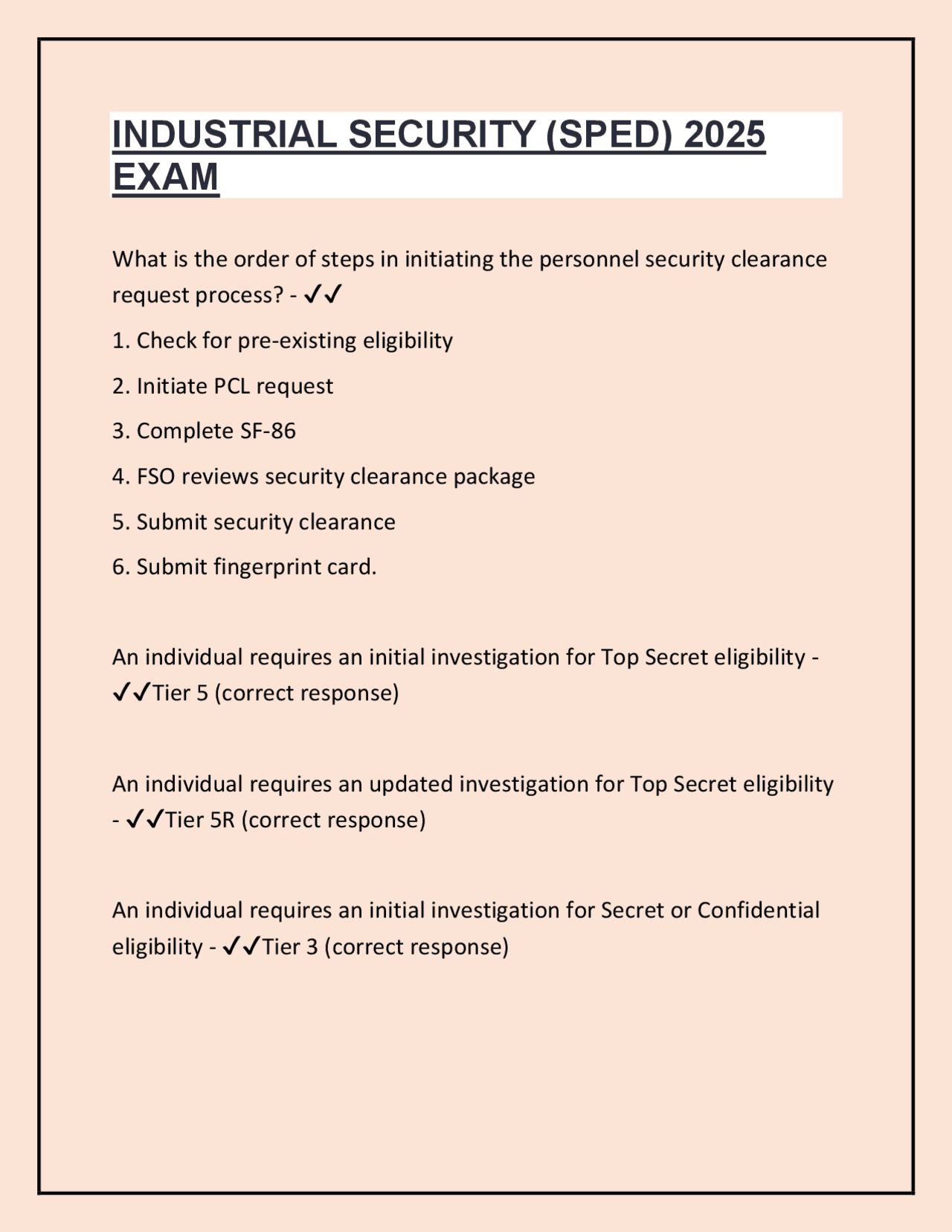 Industrial Security (SPED) 2025 Exam: Questions and Answers | Exams ...