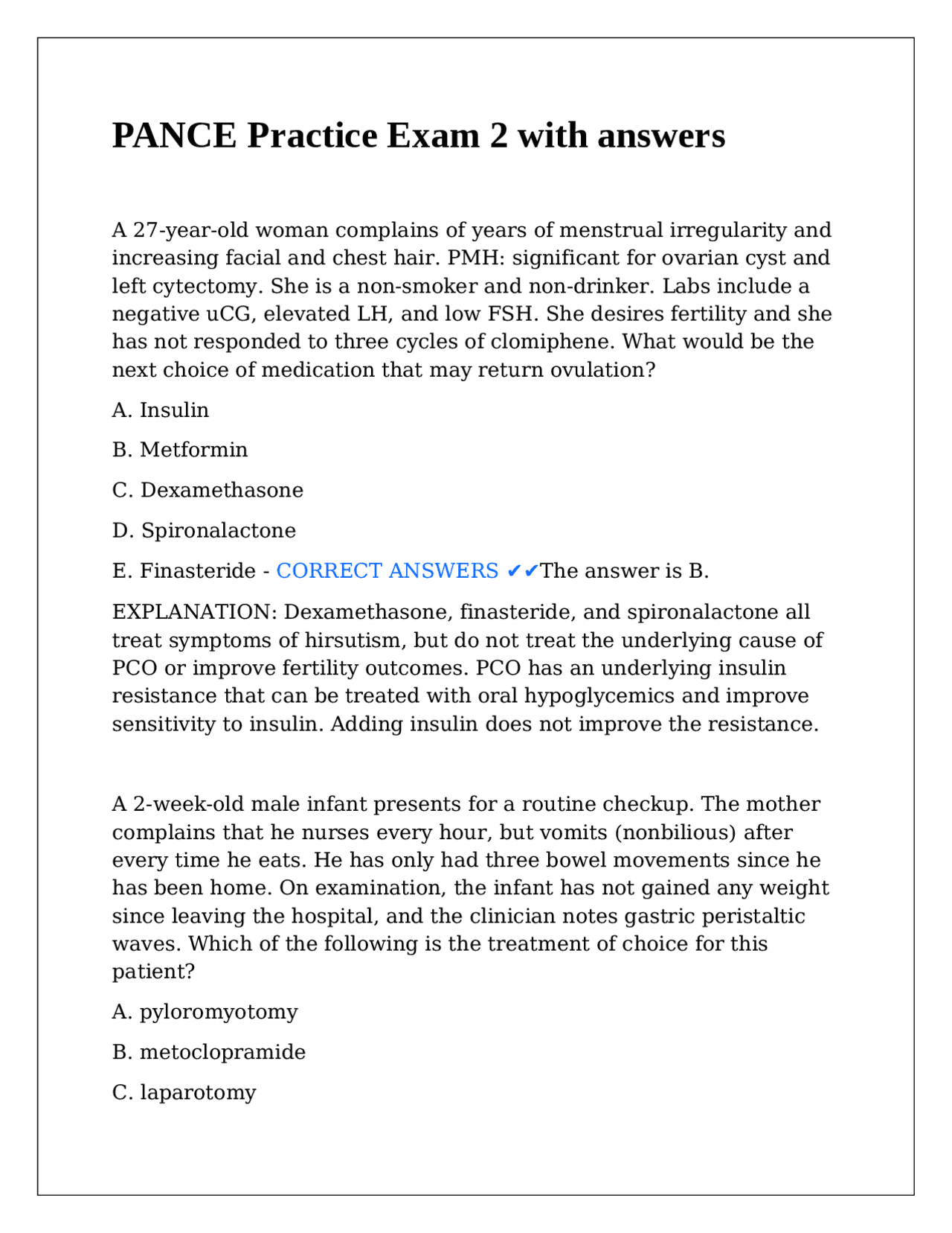 PANCE Practice Exam 2 with Answers: A Comprehensive Guide for Physician ...