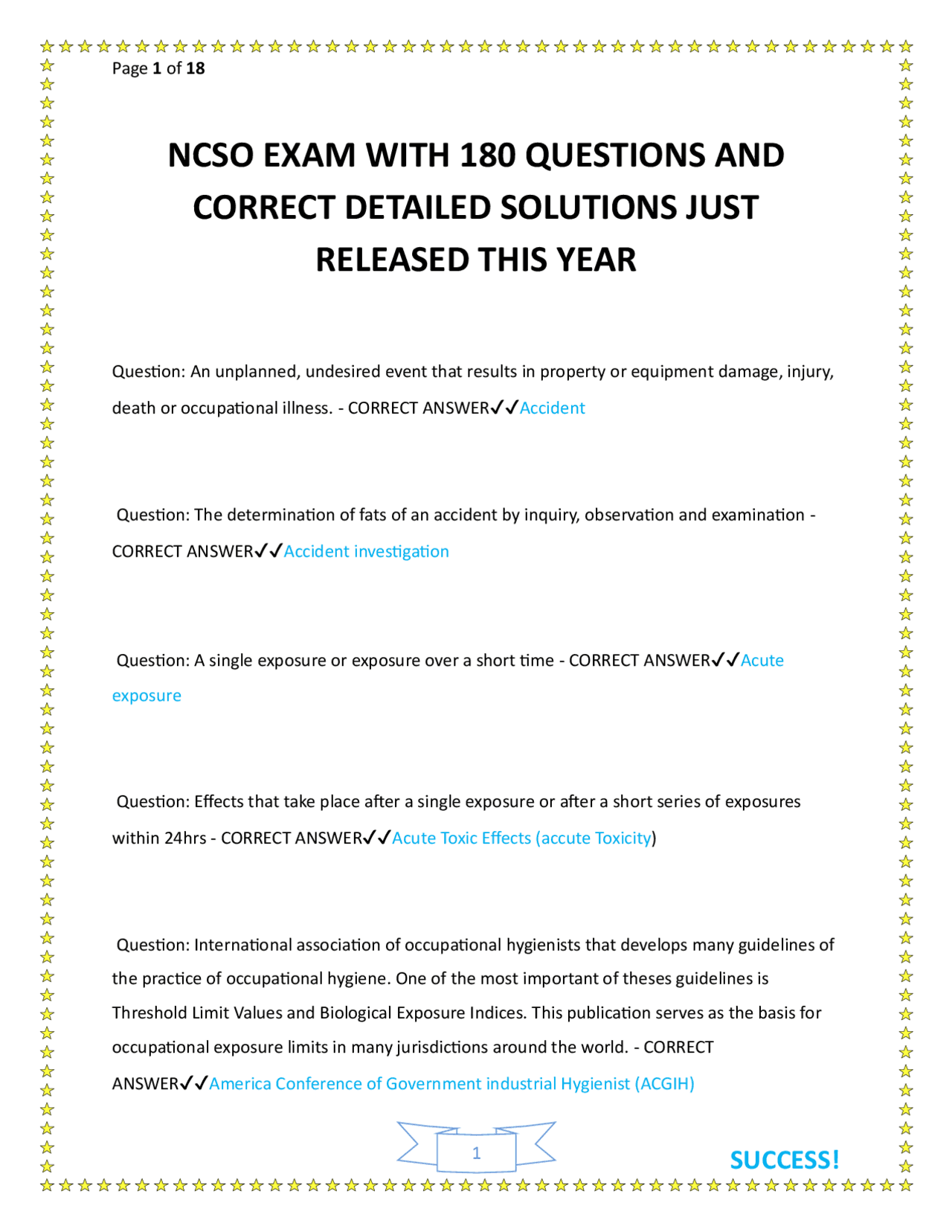 NCSO Exam: Health and Safety Terminology and Definitions | Exams ...