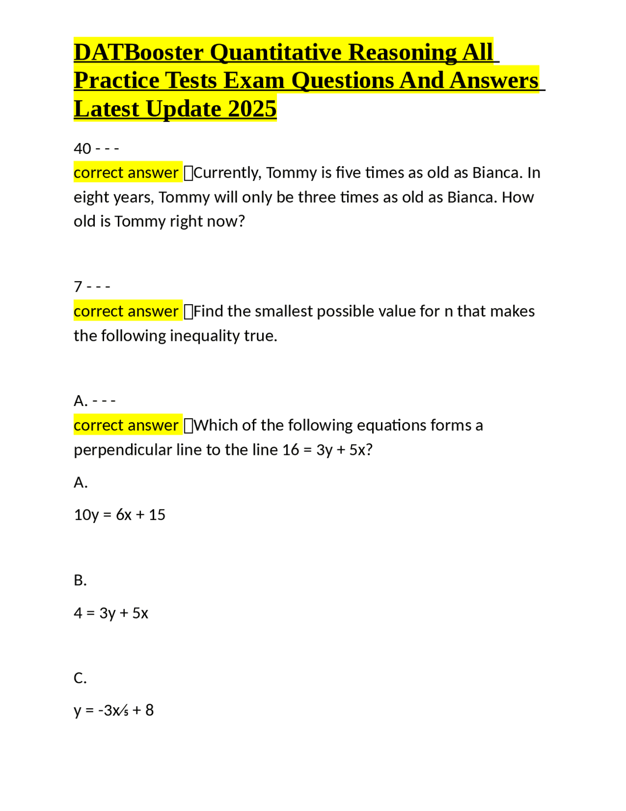DATBooster Quantitative Reasoning Practice Tests: Exam Questions and ...