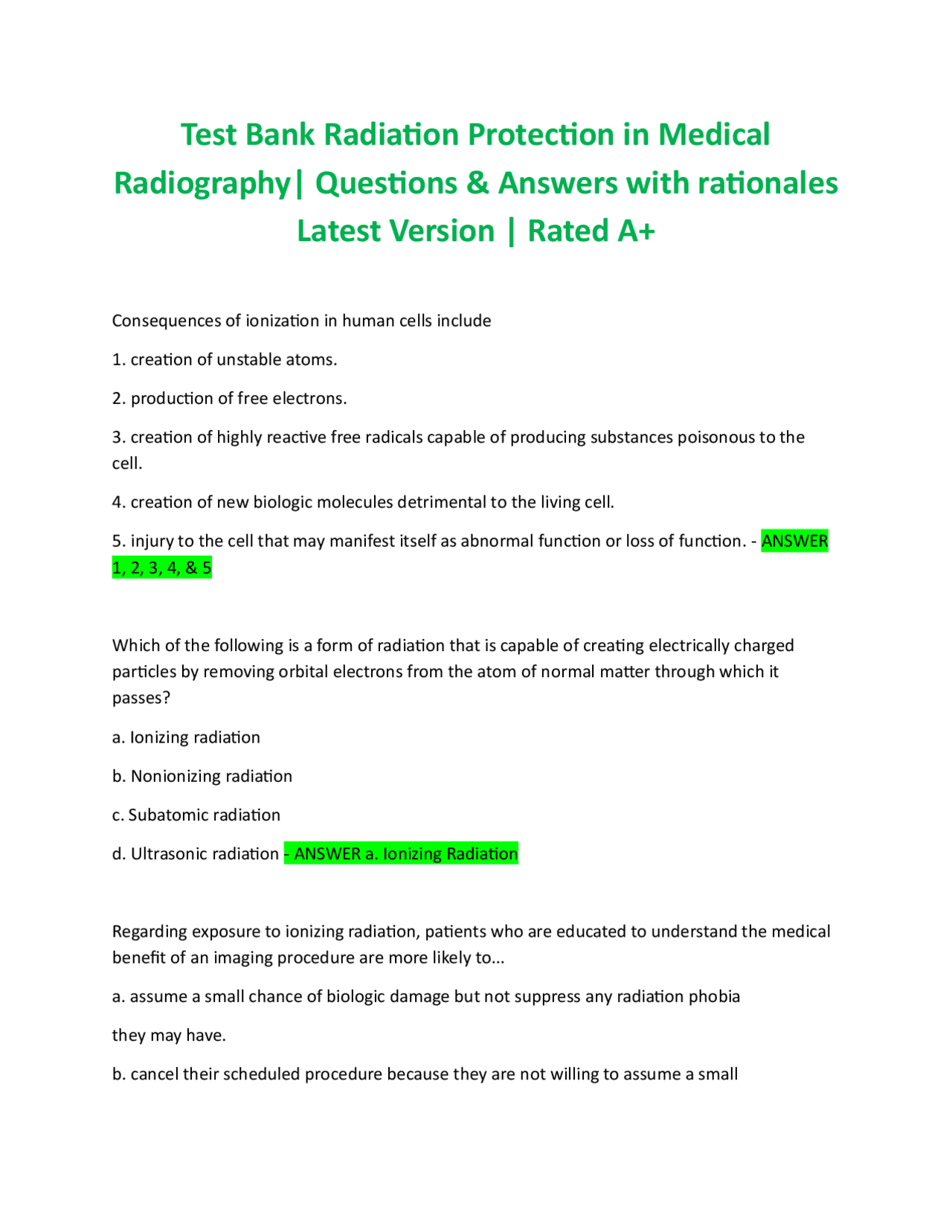 Test Bank Radiation Protection in Medical Radiography| Questions ...