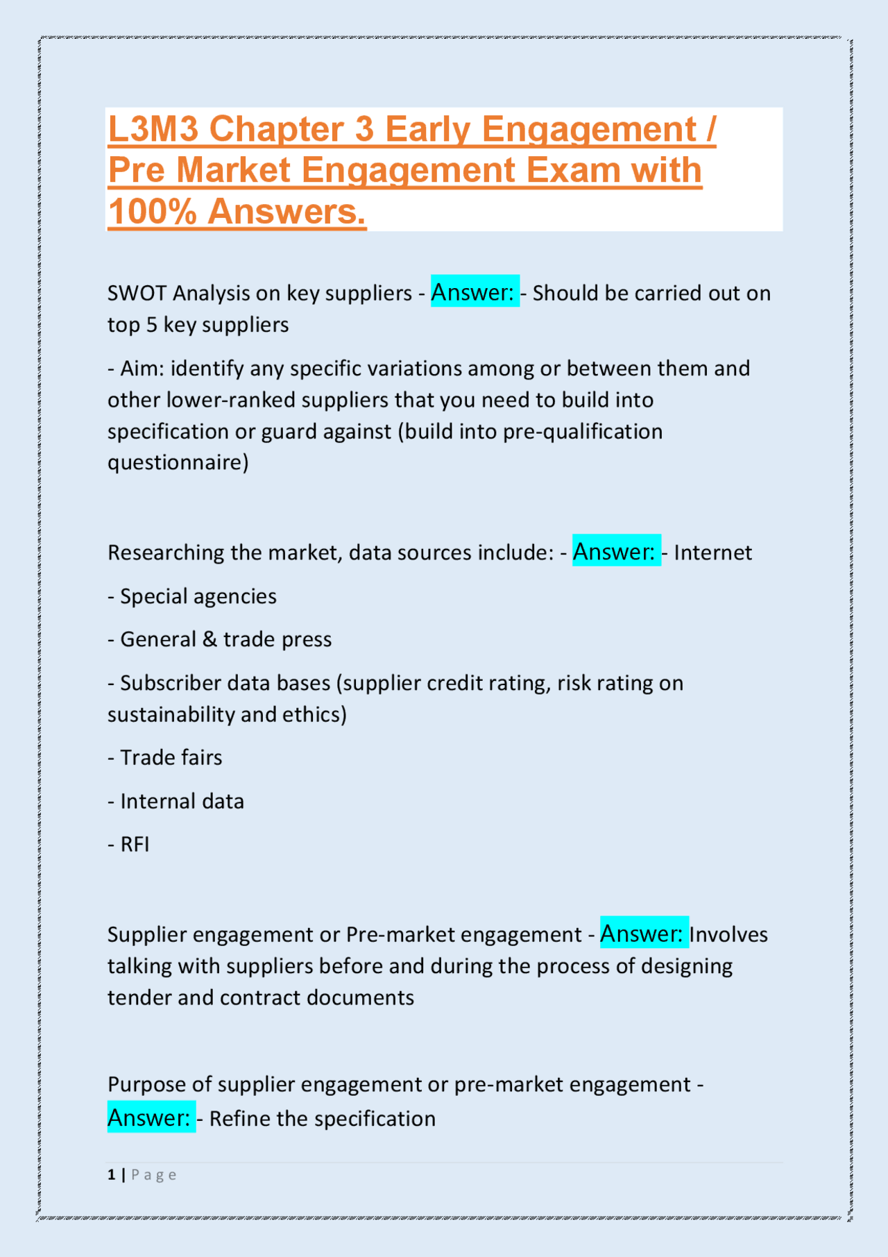 Early & Pre-Market Engagement in Procurement: A Guide with Exercises ...