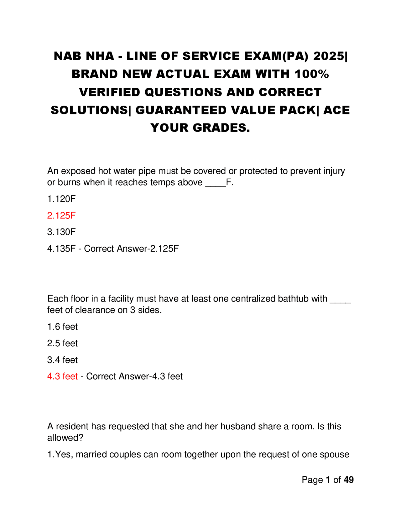 NAB NHA - Line of Service Exam (PA) 2025: Practice Questions and ...