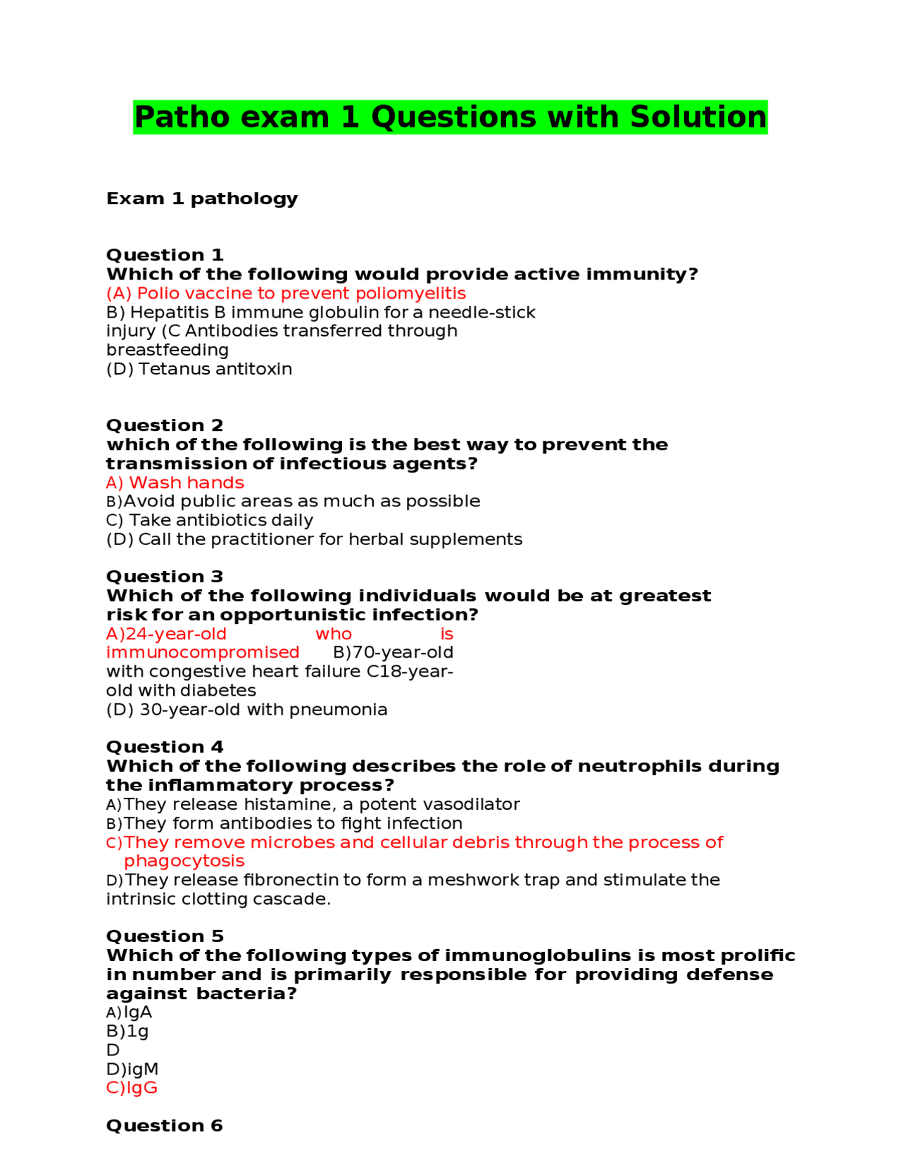 Pathology Exam 1 Questions and Answers: A Comprehensive Review of Key ...