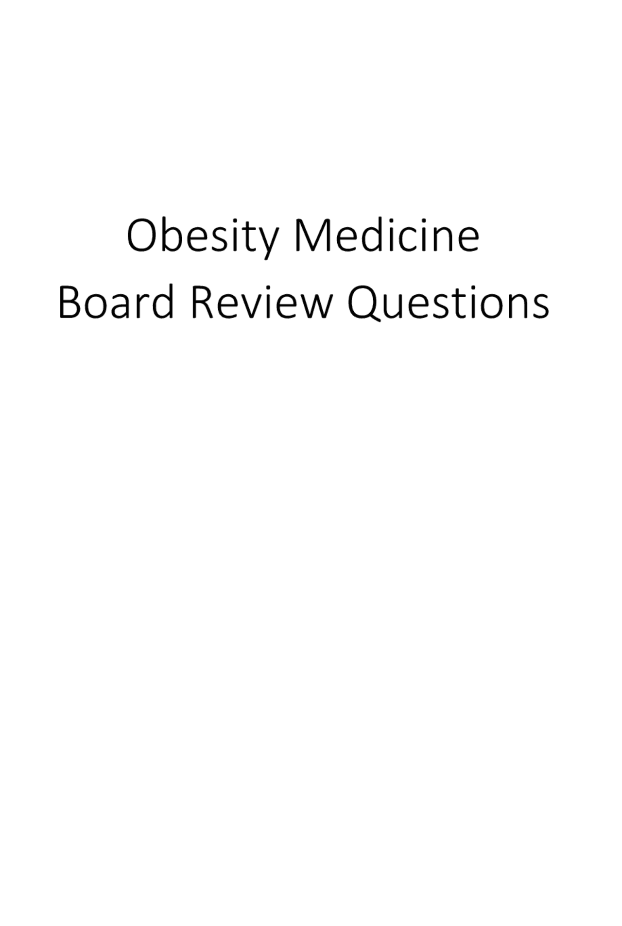Obesity Medicine Board Review: 150 Questions for Certification | Exams ...