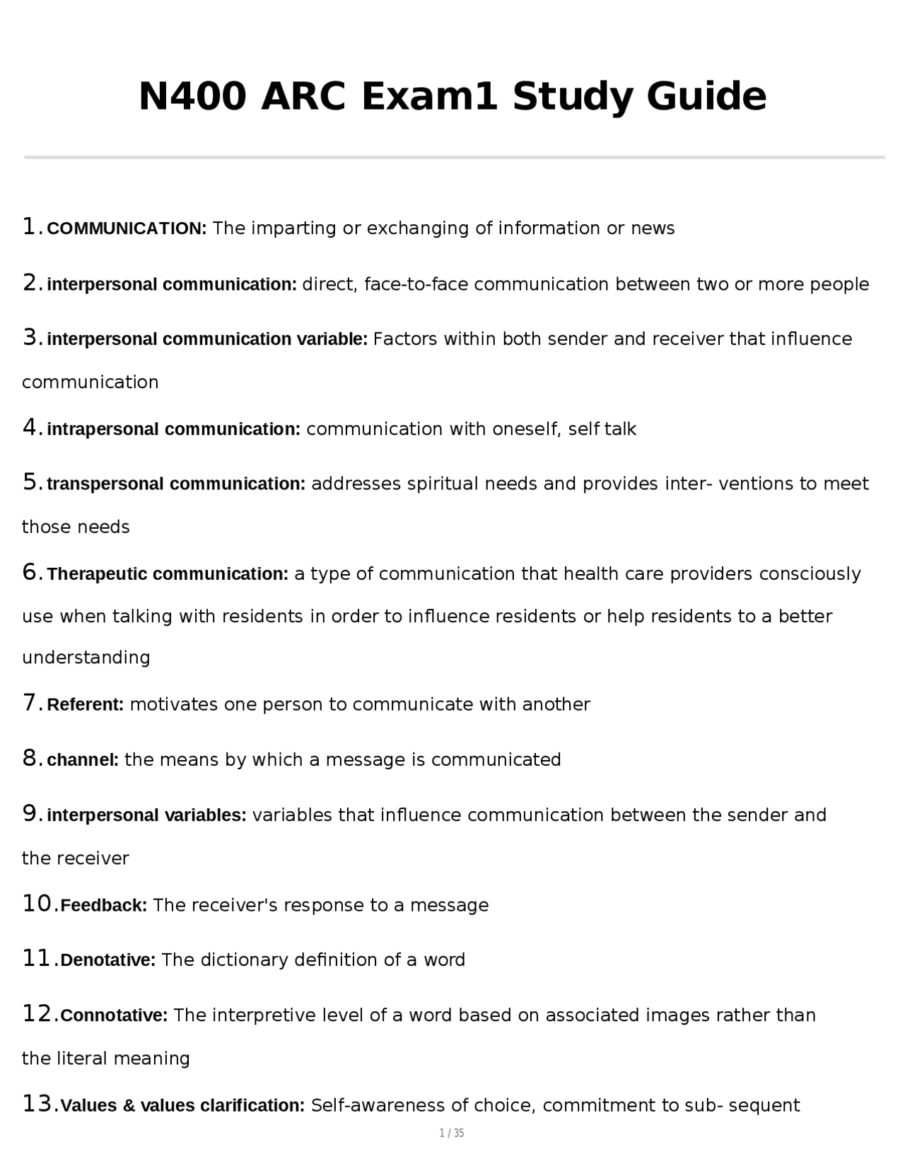N400 ARC Exam 1 Study Guide | Study Guides, Projects, Research Nursing ...