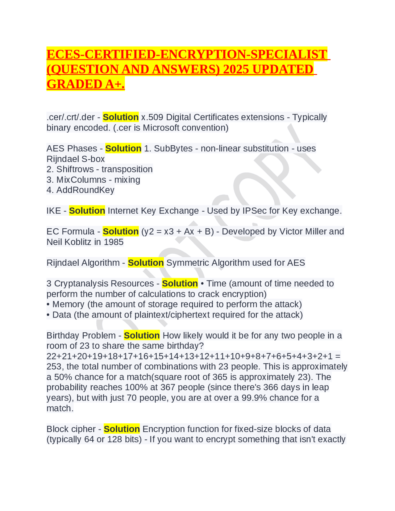 ECES-CERTIFIED-ENCRYPTION-SPECIALIST (QUESTION AND ANSWERS) 2025 ...