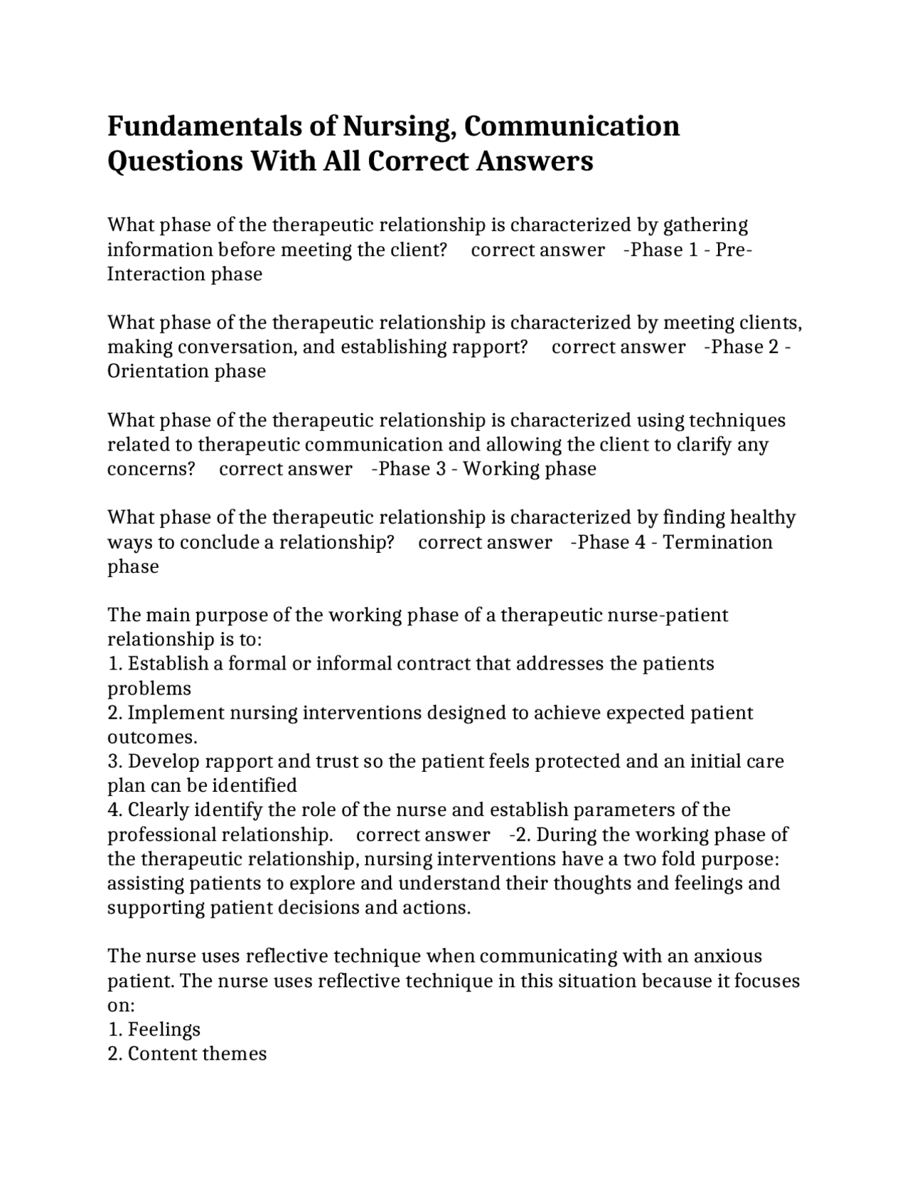 Fundamentals of Nursing Communication: Therapeutic Relationship and ...