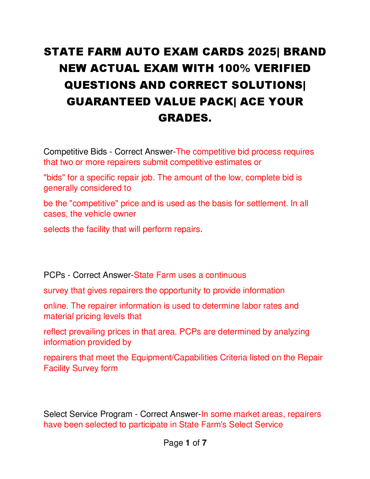 State Farm Auto Exam Cards 2025: Comprehensive Guide to Auto Collision ...