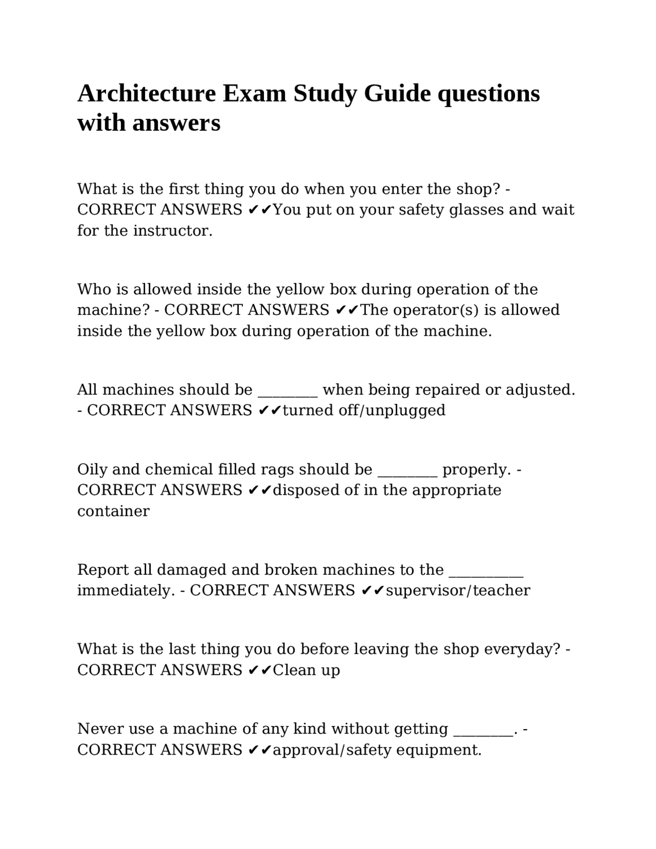 Architecture Exam Study Guide: Questions and Answers | Exams Architecture | Docsity