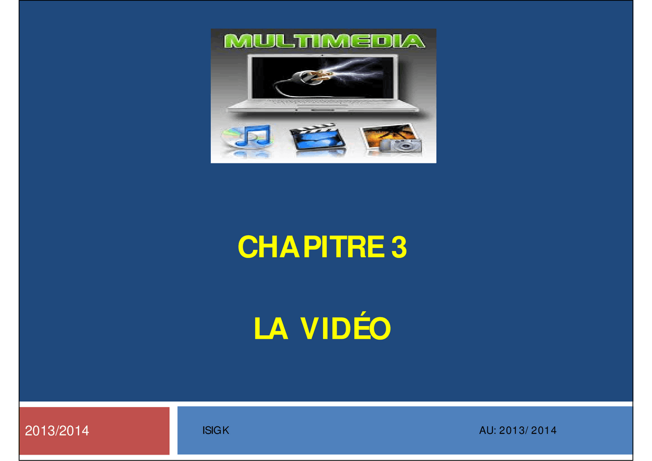 Formats de video - multimedia | Slides Computer science | Docsity