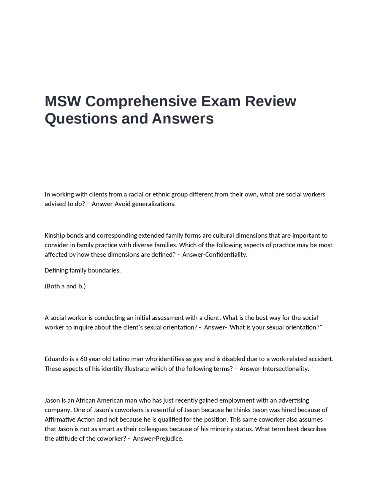MSW Exam Review: Diversity, Social Justice, & Research Methods | Exams ...