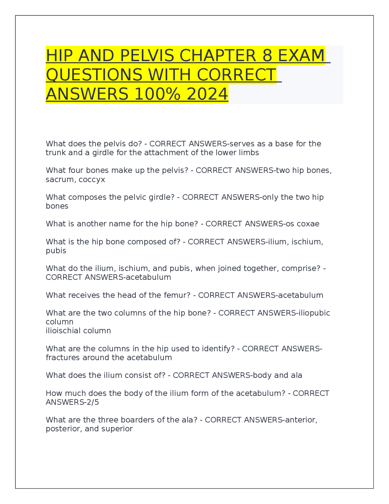 Hip and Pelvis Anatomy: Exam Questions and Answers | Exams Advanced ...