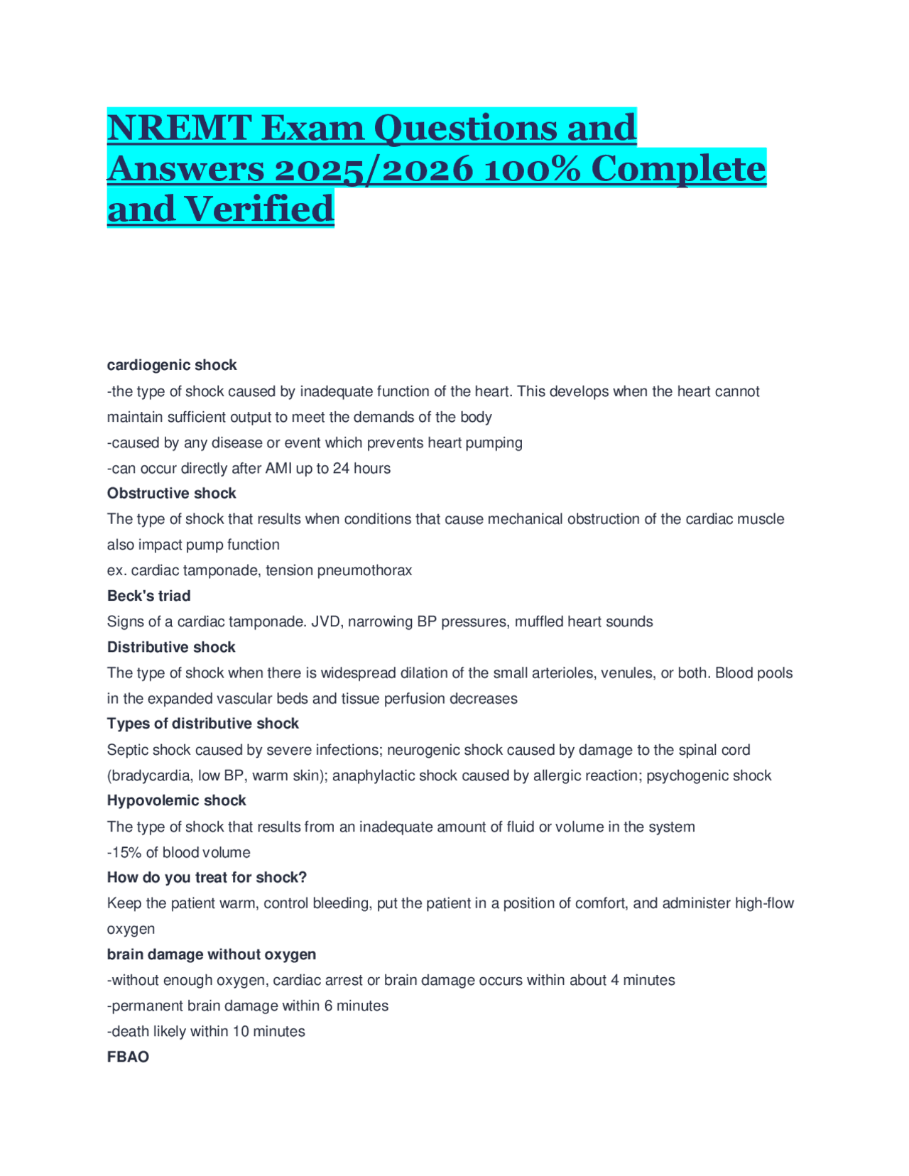 NREMT Exam Questions and Answers: A Comprehensive Guide to Emergency ...