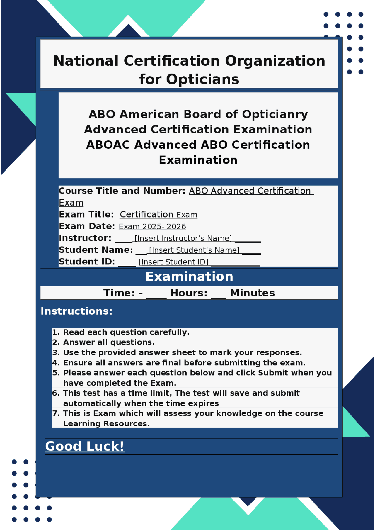ABO Advanced Certification Exam Review Questions and Answers | Exams ...