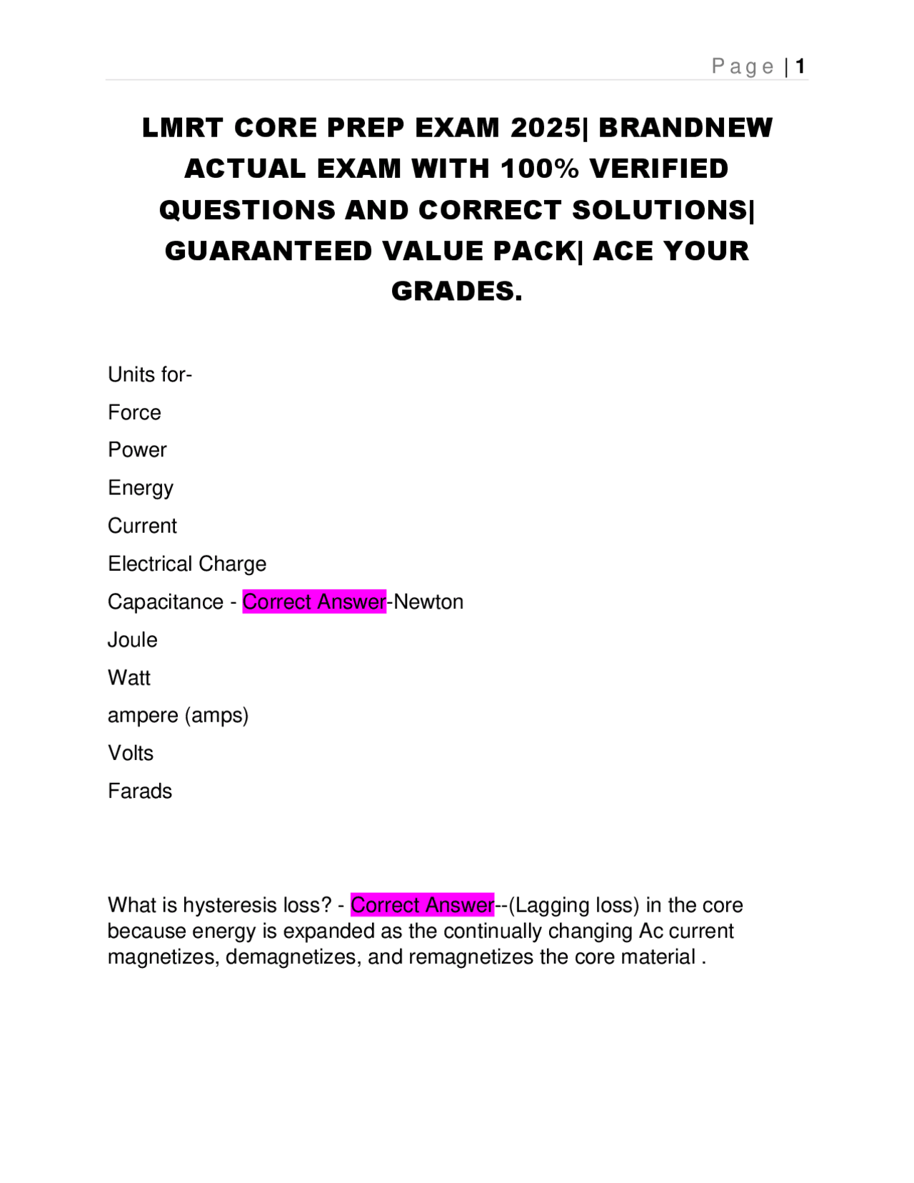 LMRT CORE PREP EXAM 2025: Questions and Answers on Physics and X-ray ...
