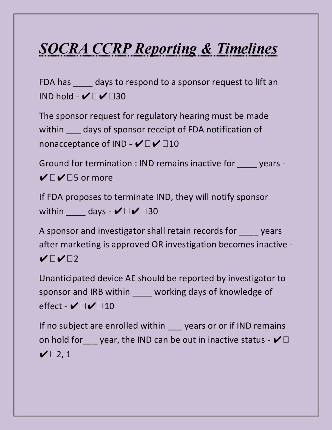 SOCRA CCRP Reporting & Timelines Questions With Correct Answers | Exams ...