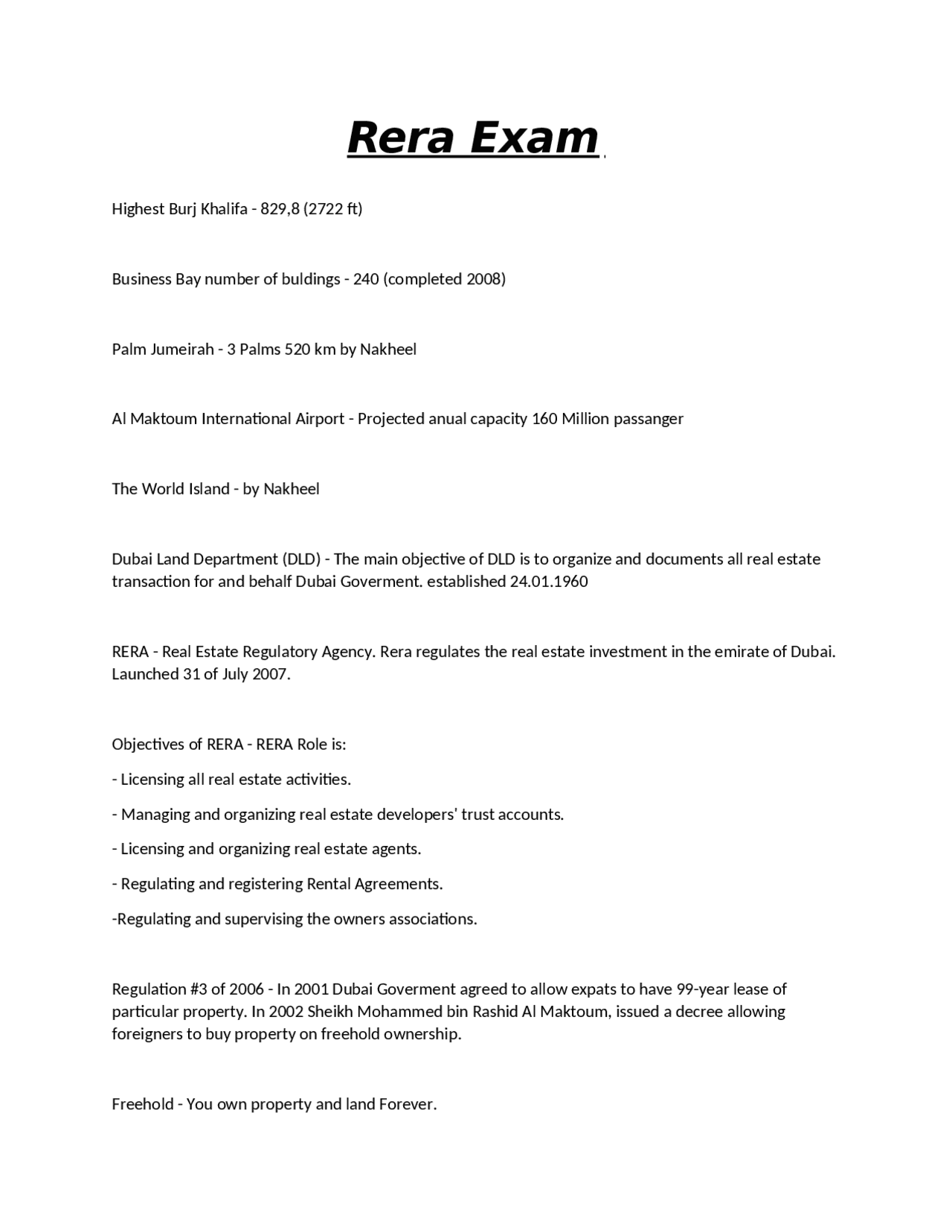 Dubai Real Estate Guide: RERA, Brokerage, and Ownership | Exams ...