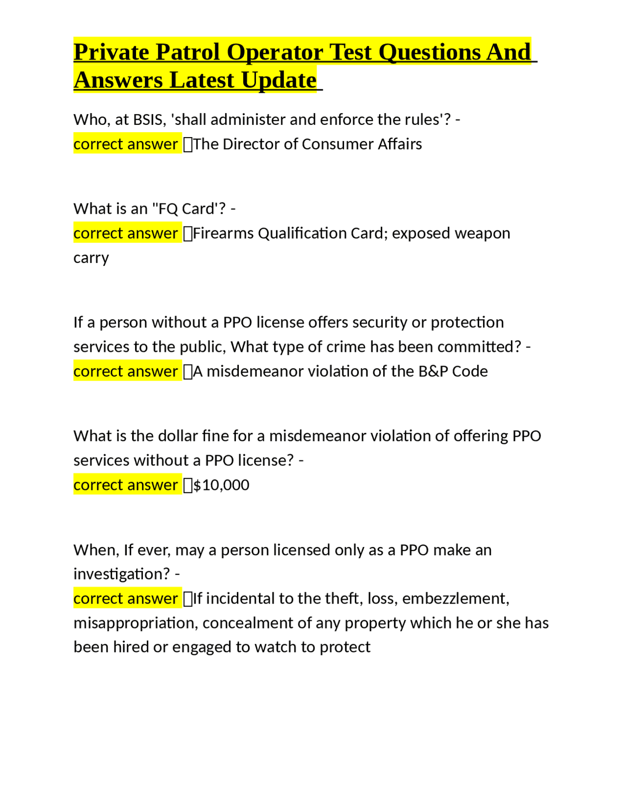 California Security Regulations: Patrol Operator Test Guide | Exams ...