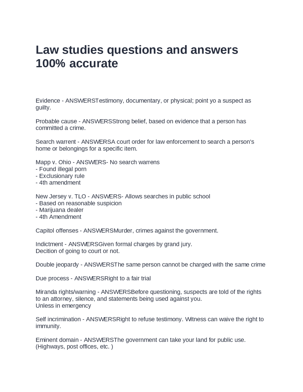 Law Studies Questions and Answers: A Comprehensive Guide to Key Legal ...