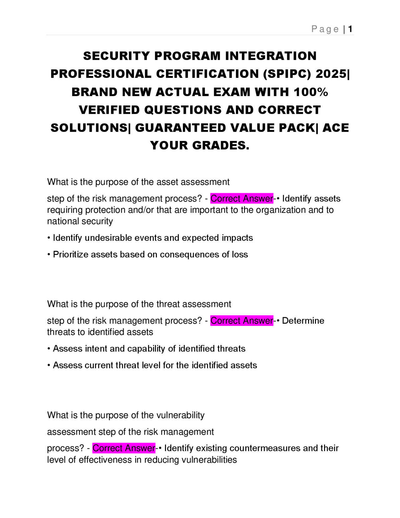 SECURITY PROGRAM INTEGRATION PROFESSIONAL CERTIFICATION (SPIPC) 2025 ...