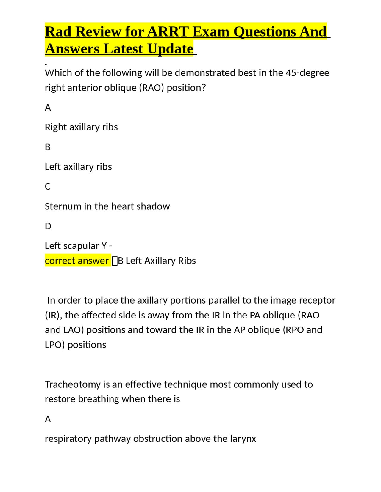 ARRT Exam Questions and Answers: Radiography Practice | Exams Medicine ...