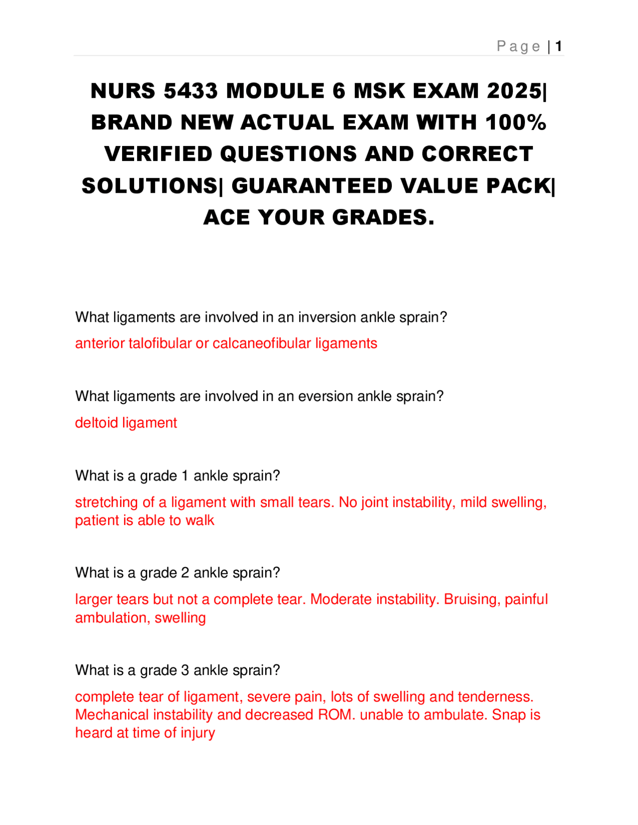 NURS 5433 Module 6 MSK Exam 2025: Questions and Answers for ...