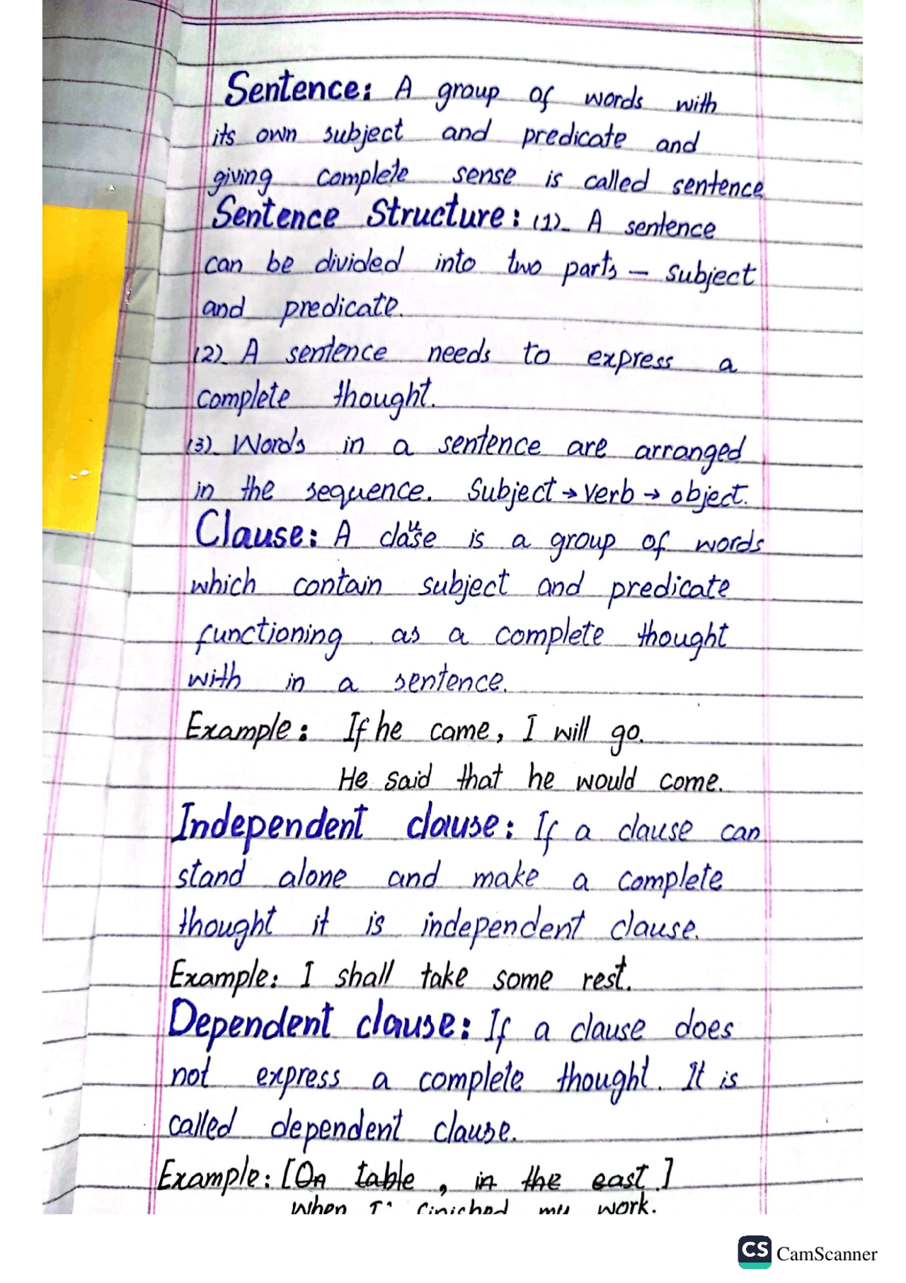 Parts of speech Easy handwritten notes | Cheat Sheet English Literature ...