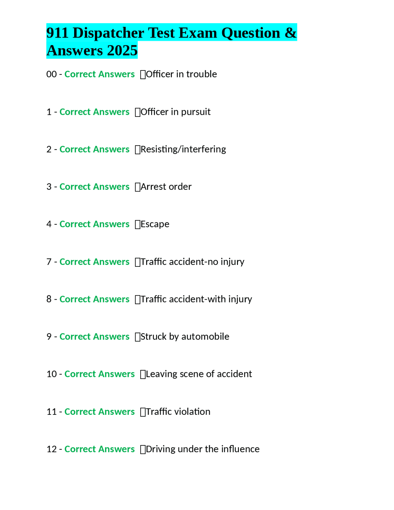 911 Dispatcher Test Exam Questions and Answers 2025 | Exams Nursing ...