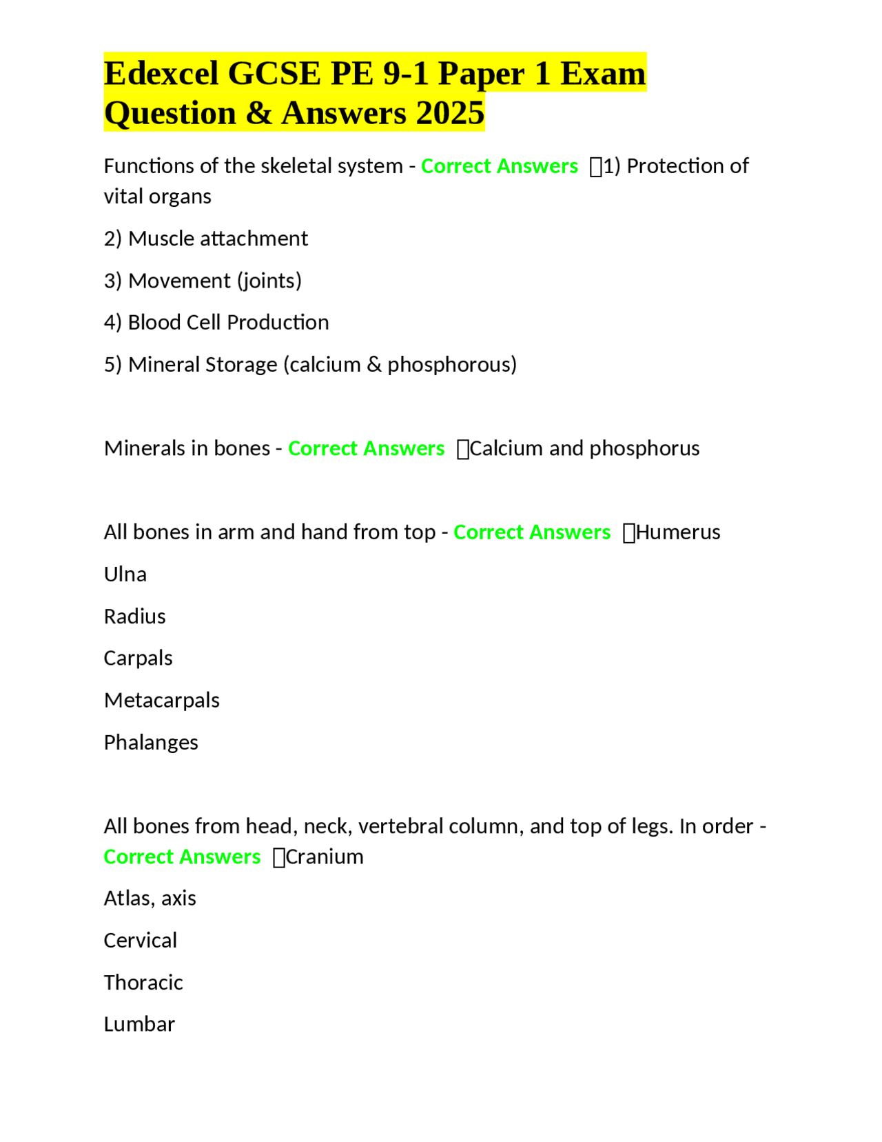 Edexcel GCSE PE 9-1 Paper 1 Exam: Question & Answers 2025 | Exams ...