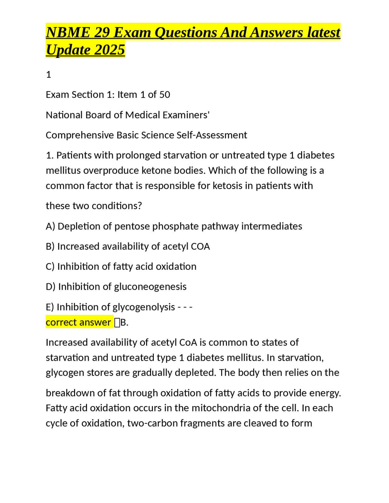 NBME 29 Exam Questions And Answers latest Update 2025 | Exams Medicine ...