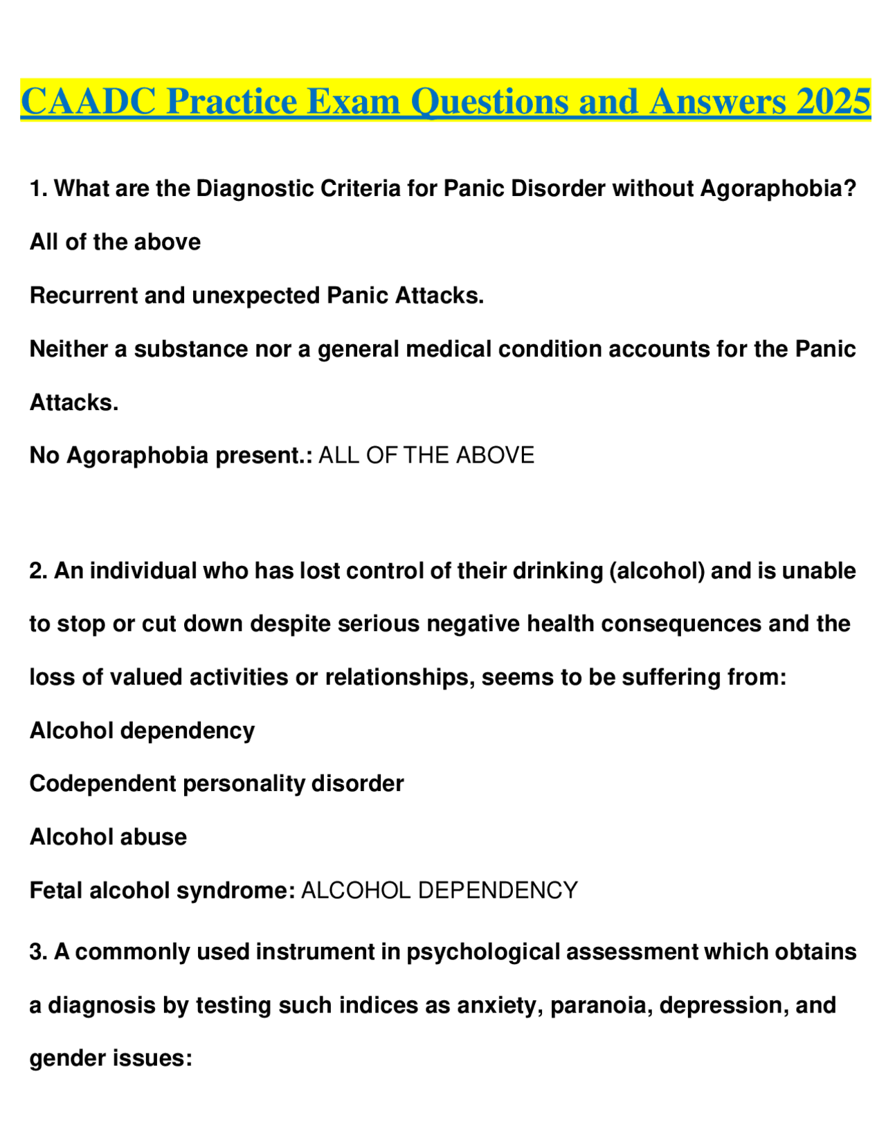 CAADC Practice Exam: Addiction Counseling Guide 2025 | Exams Nursing ...