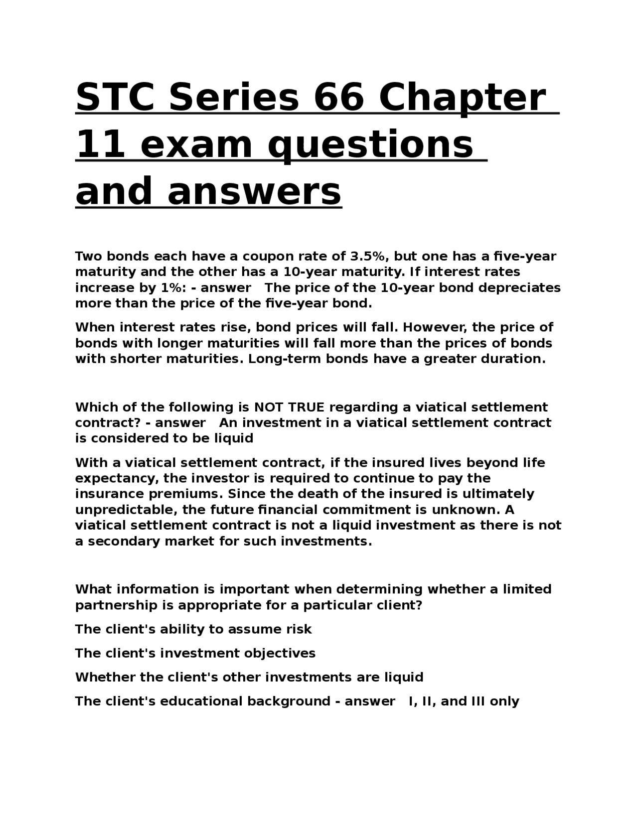 Series 66 Exam Questions and Answers: Chapter 11 | Exams Biology | Docsity