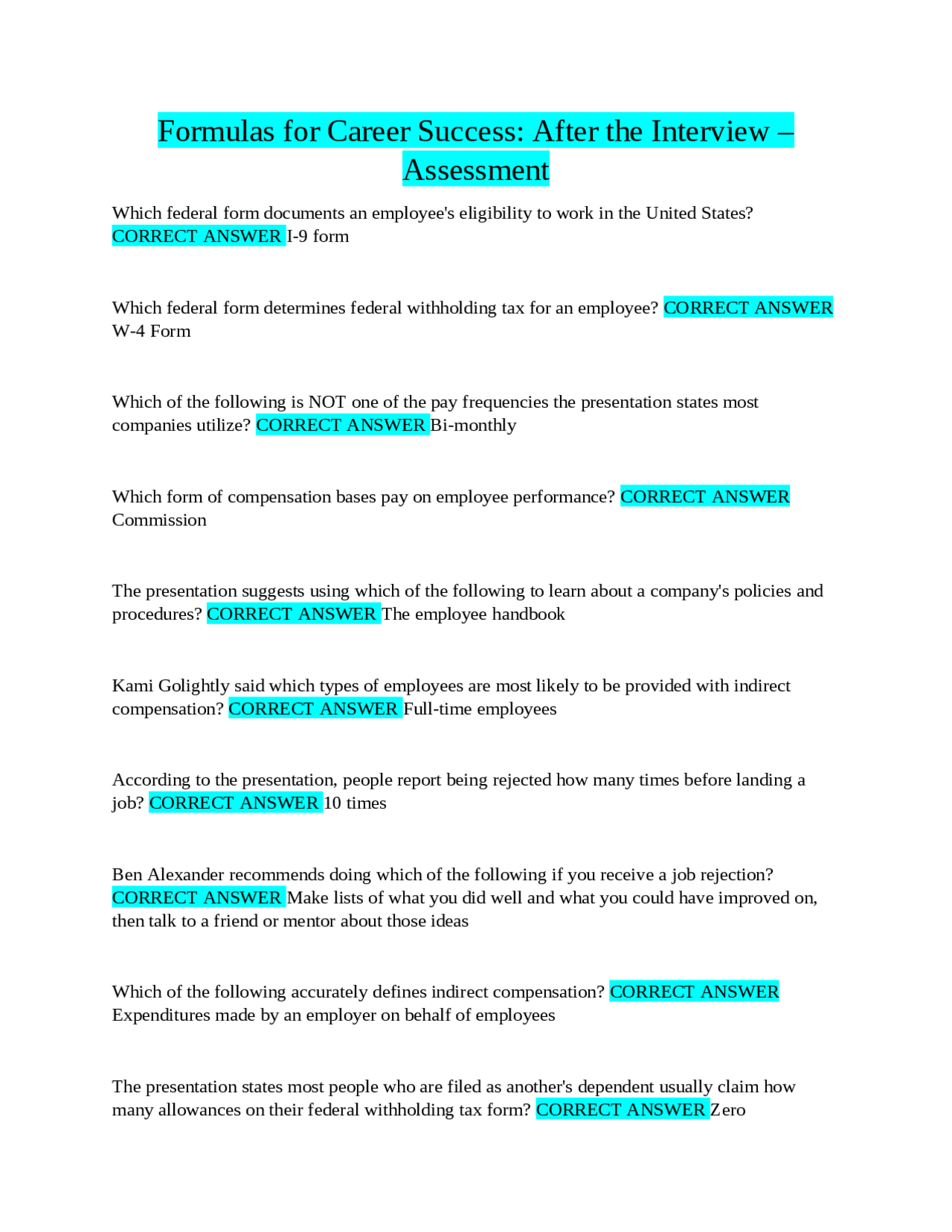 Career Success: Post-Interview Assessment - Questions and Answers ...