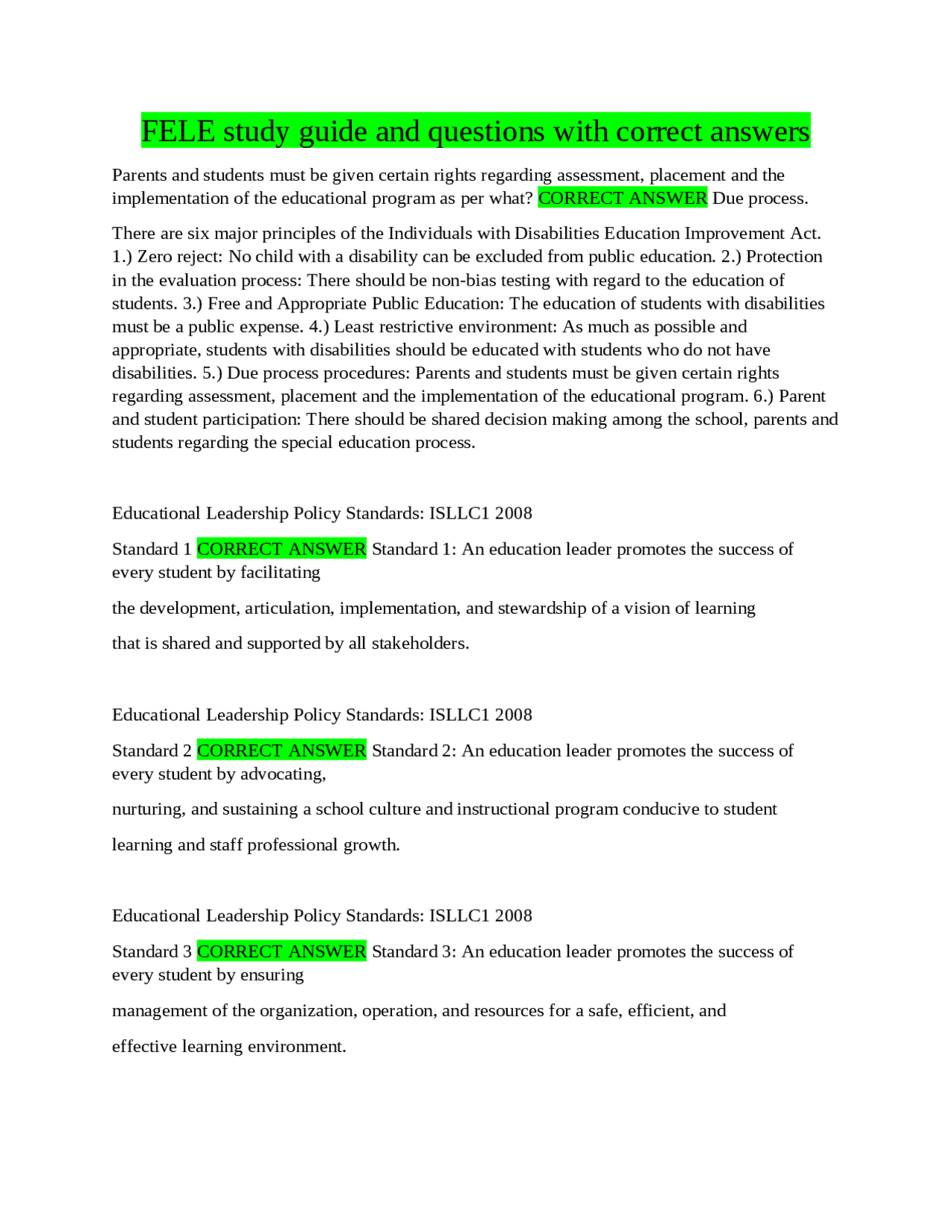 FELE Study Guide: Key Concepts & Principles in Education | Exams ...