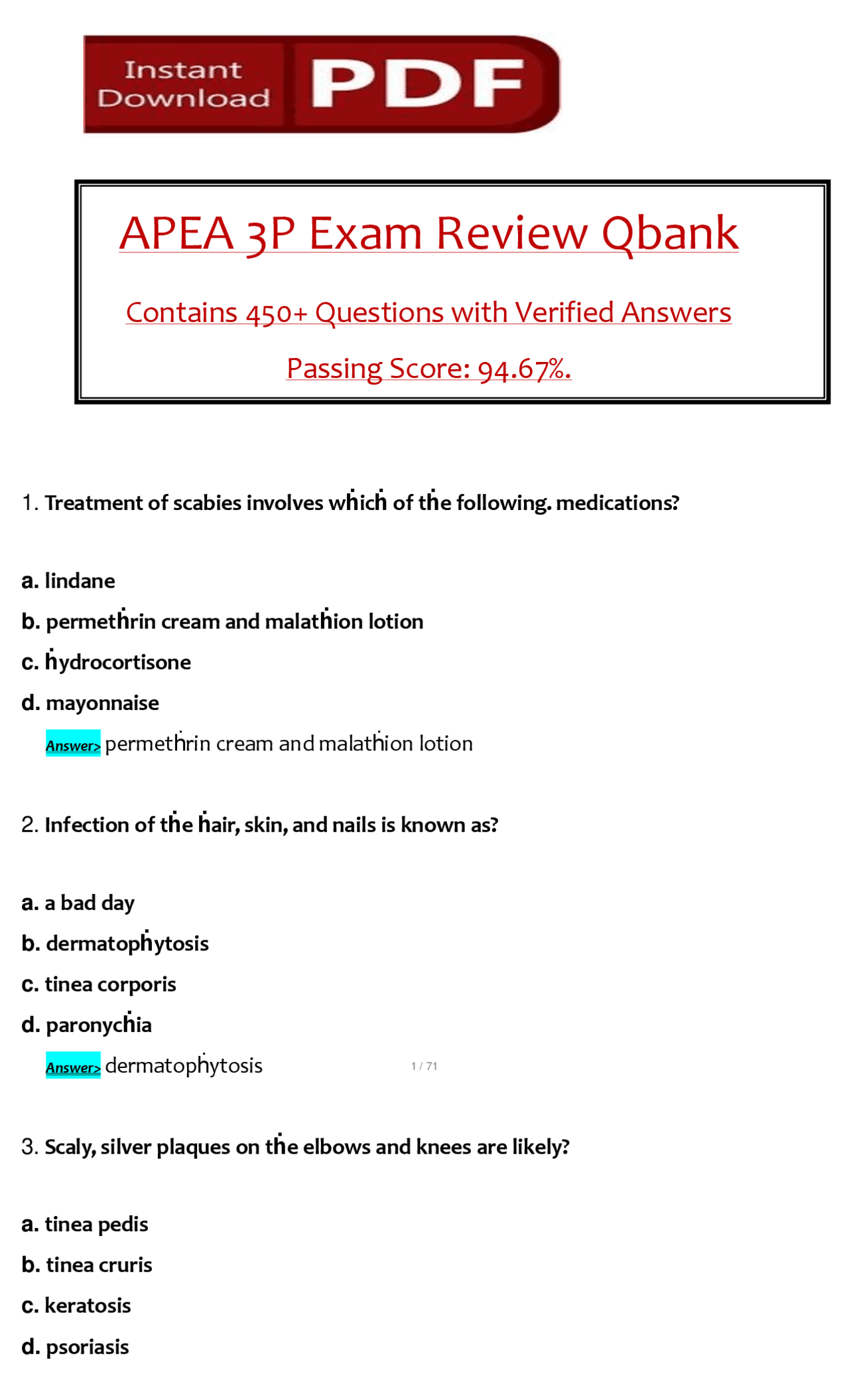 APEA 3P Exam Review Qbank: 450+ Questions with Verified Answers | Exams ...