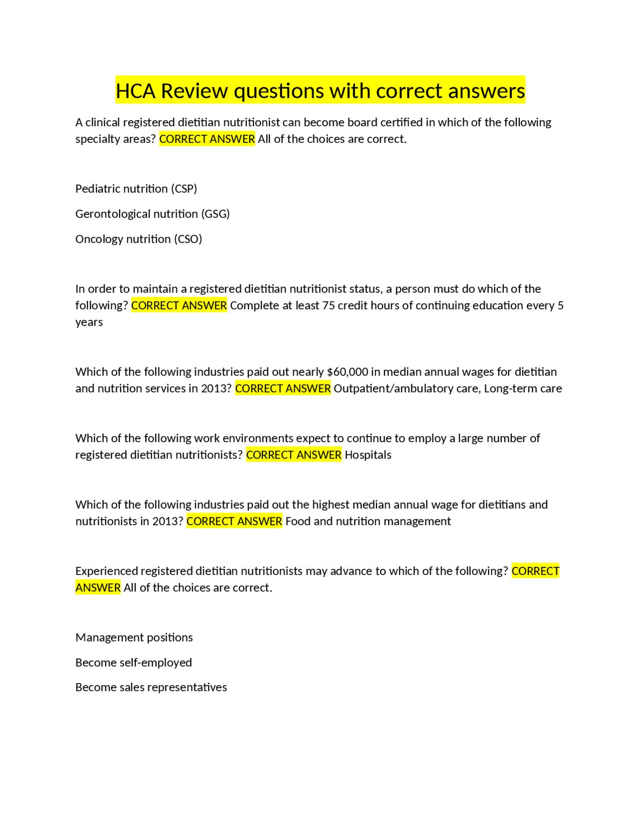 Review Questions and Answers for Health Care Professionals | Exams ...