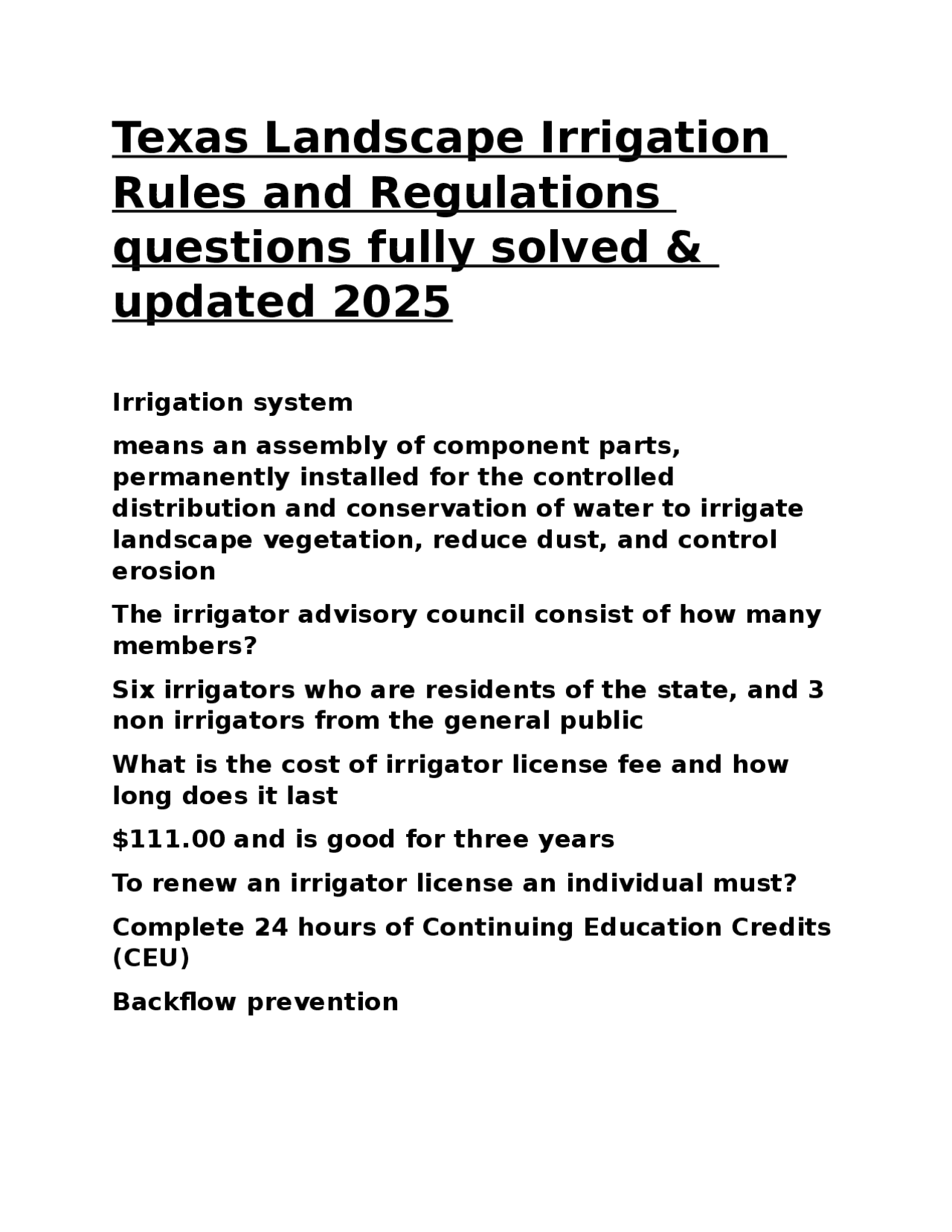 Texas Landscape Irrigation Rules and Regulations: Questions and Answers ...