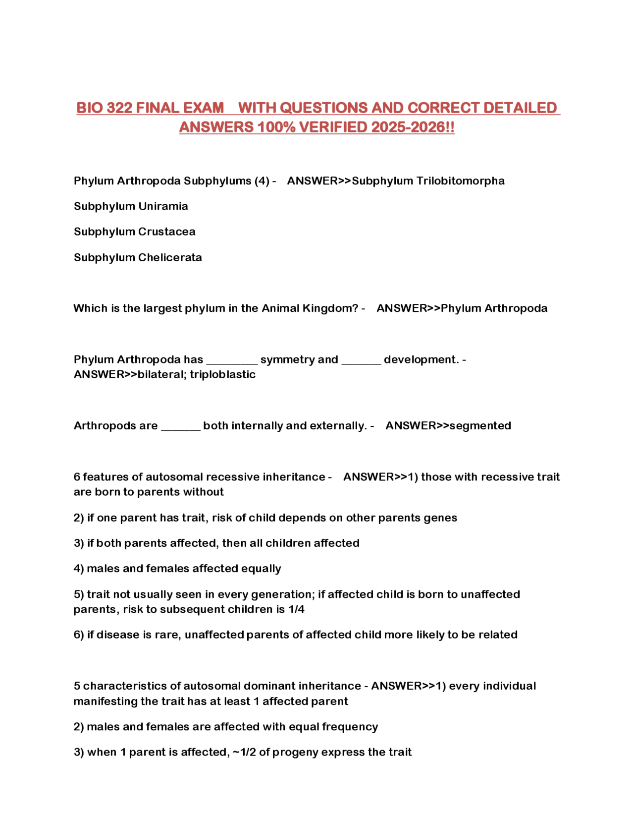 BIO 322 FINAL EXAM WITH QUESTIONS AND CORRECT DETAILED ANSWERS 100% ...