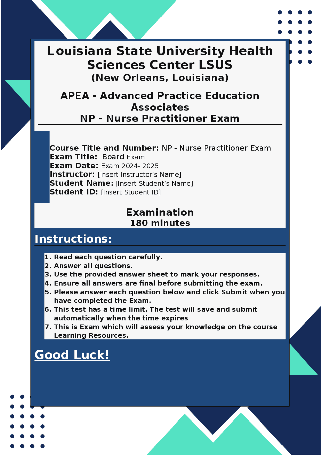 APEA NP - Nurse Practitioner APEA FNP Module 8 Fitzgerald Board Review ...