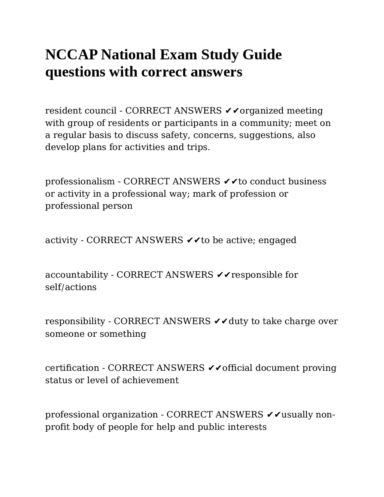 NCCAP National Exam Study Guide questions with correct answers | Exams ...
