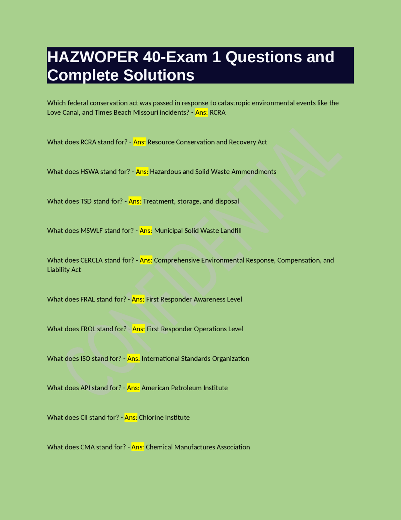 HAZWOPER 40-Exam 1 Questions and Complete Solutions | Exams Nursing ...
