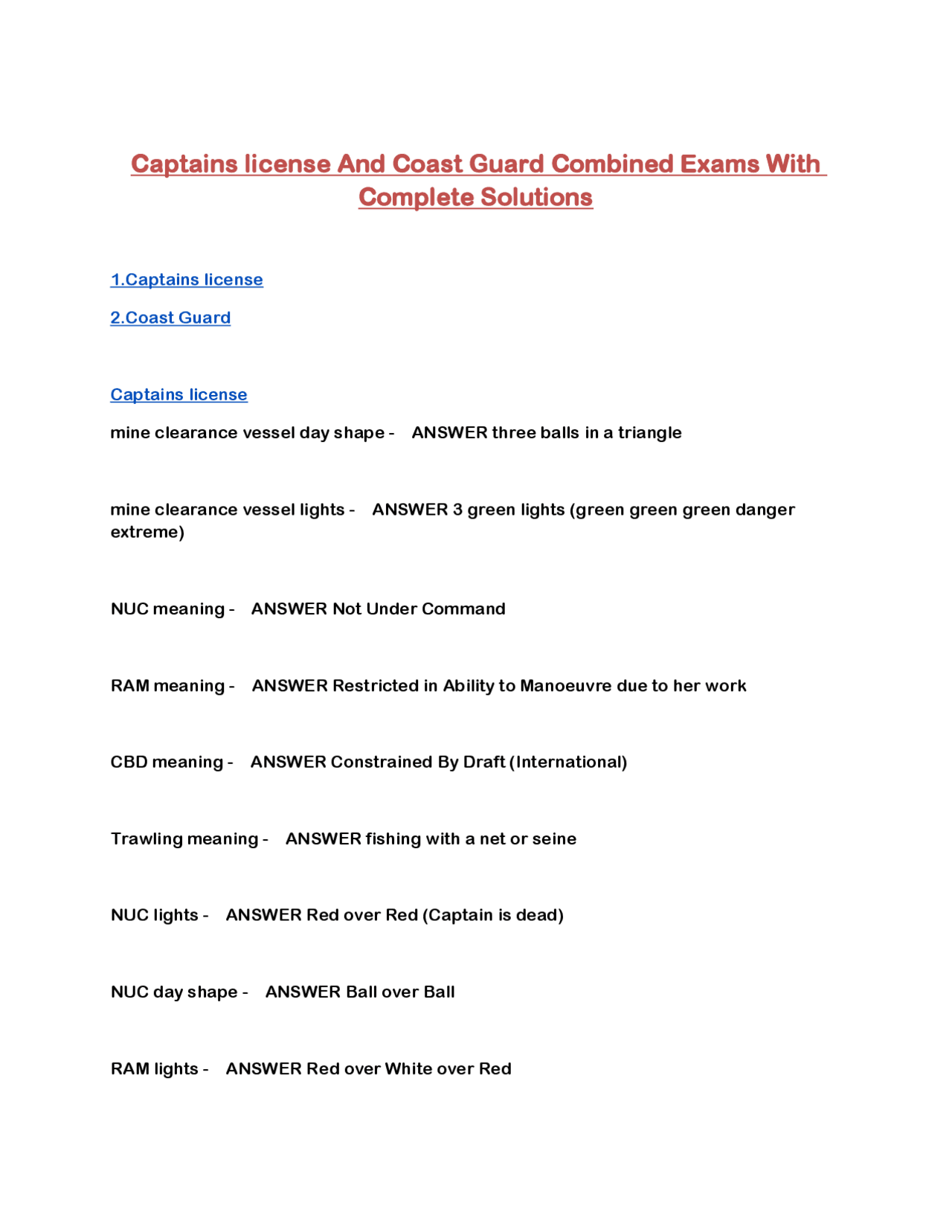 Captains License and Coast Guard Combined Exams: A Comprehensive Guide ...